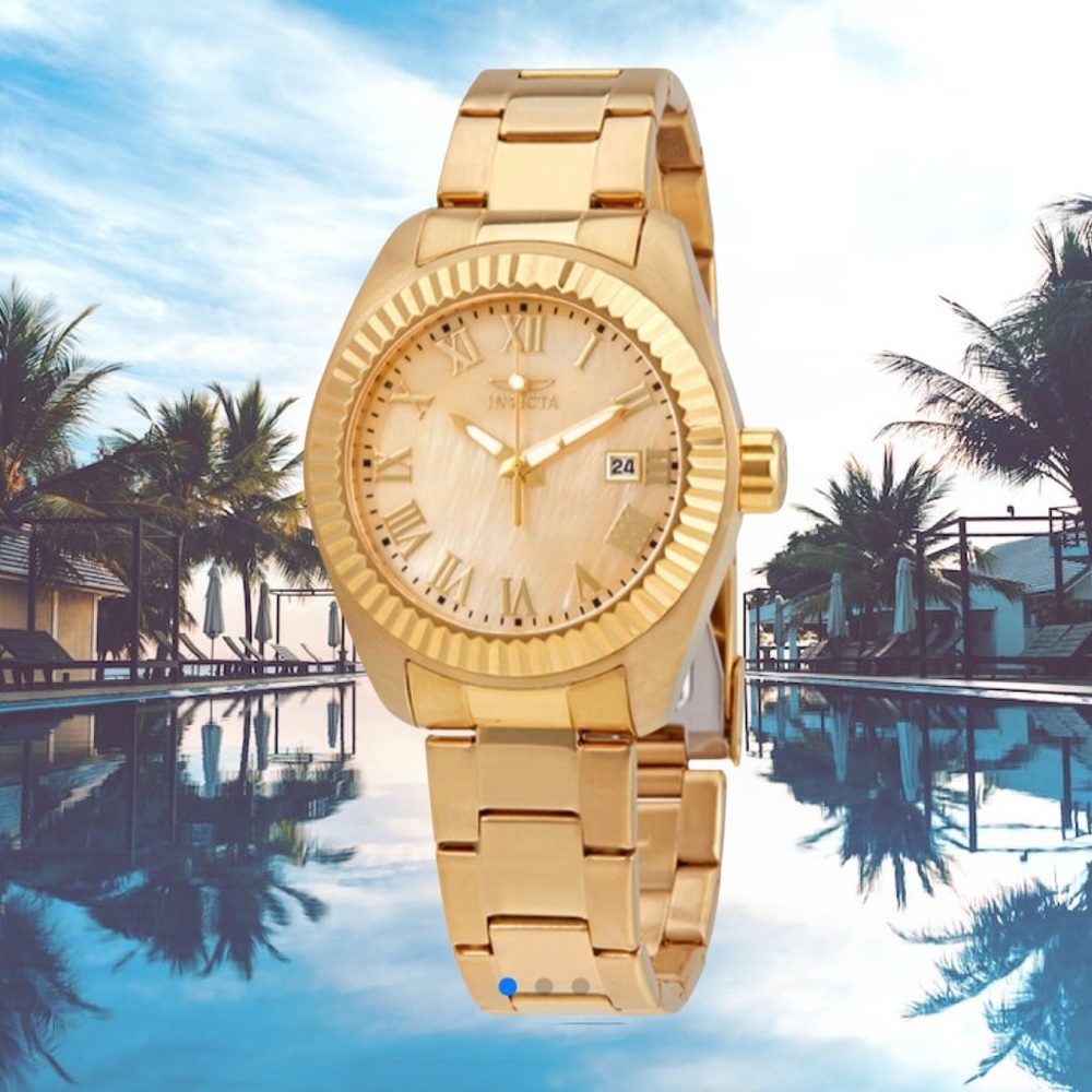 Invicta Watch Angel Champagne Dial Gold-Plated Ladies… - Gem